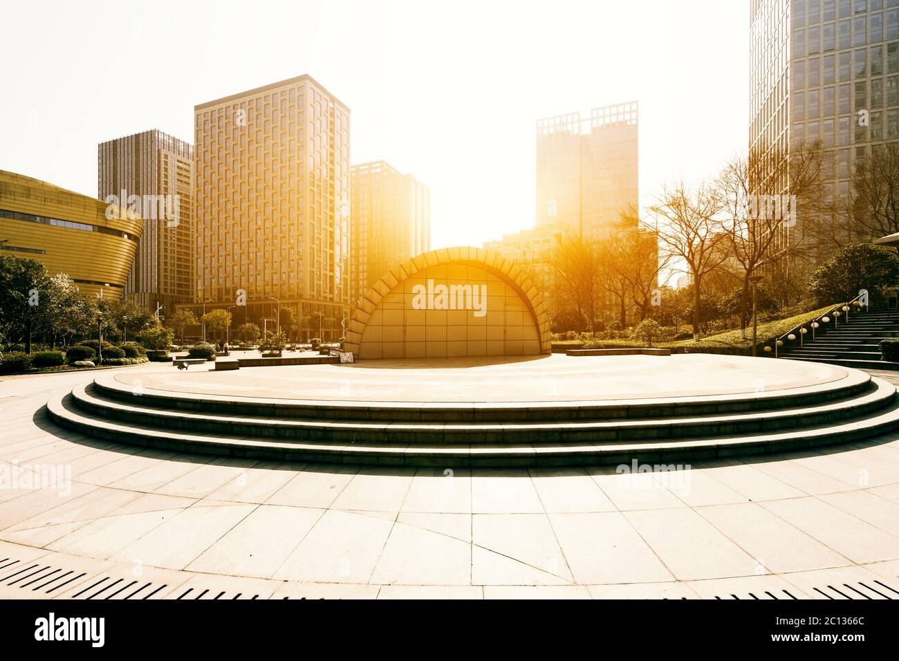 modern building with sunbeam from empty square Stock Photo - Alamy