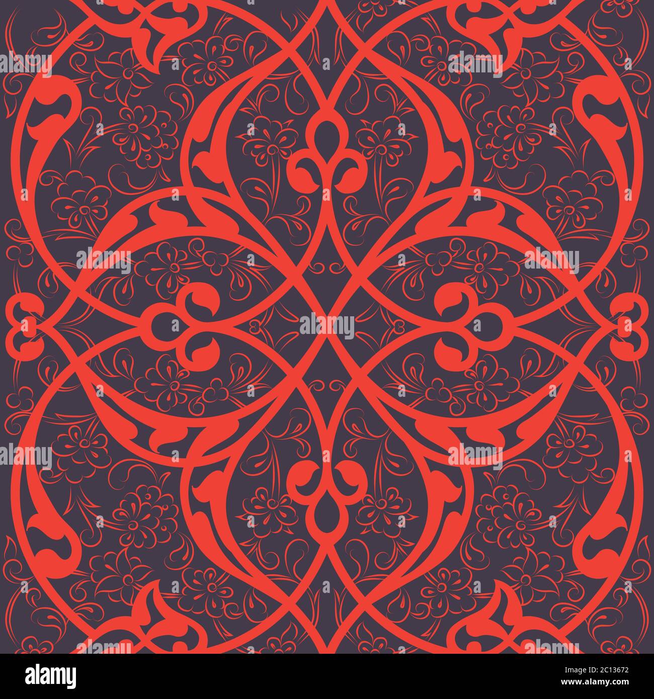 Iznik tile seamless pattern design, classical Ottoman Turkish style ...