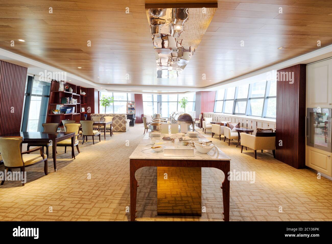 interior of dining room in modern gym Stock Photo - Alamy