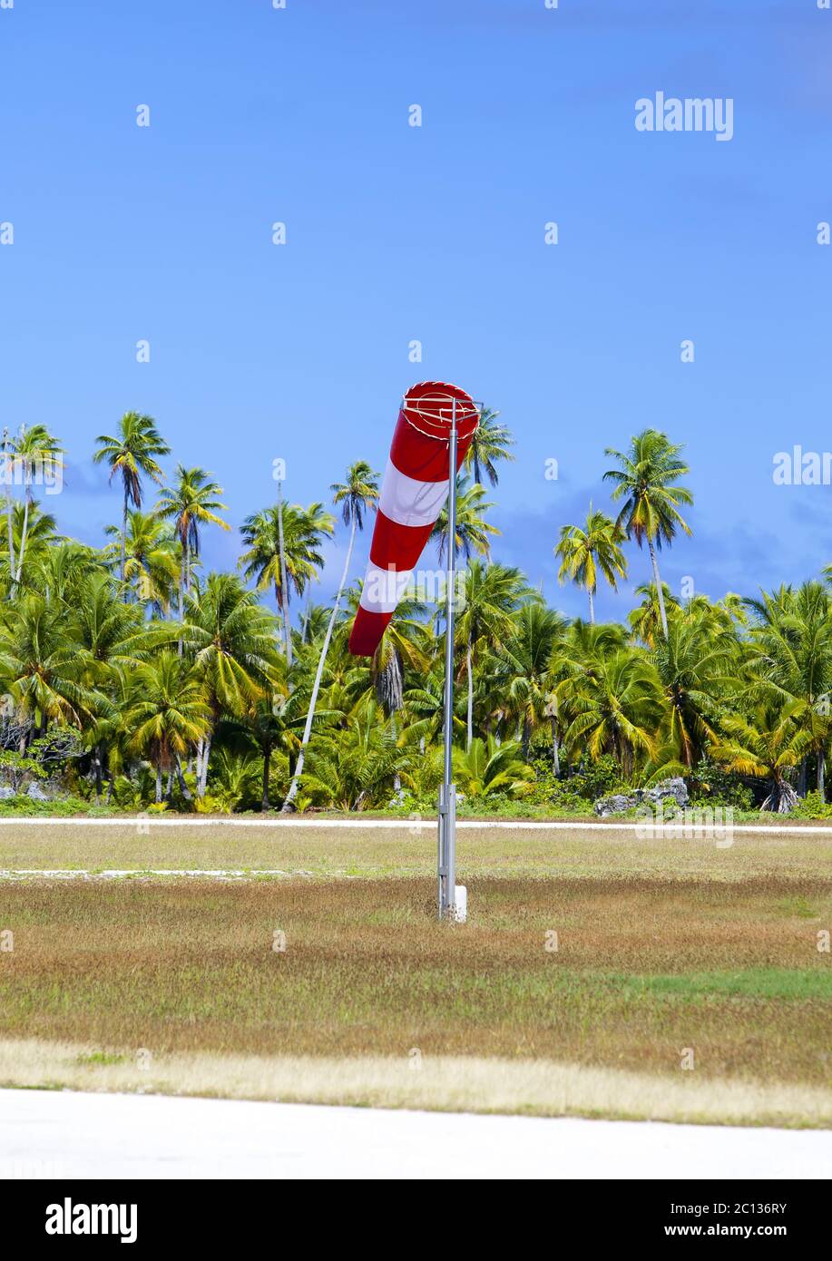 Cone wind measure wind direction in small airfield on the tropical ...