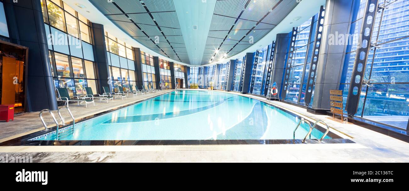 bright indoors swimming pool Stock Photo - Alamy