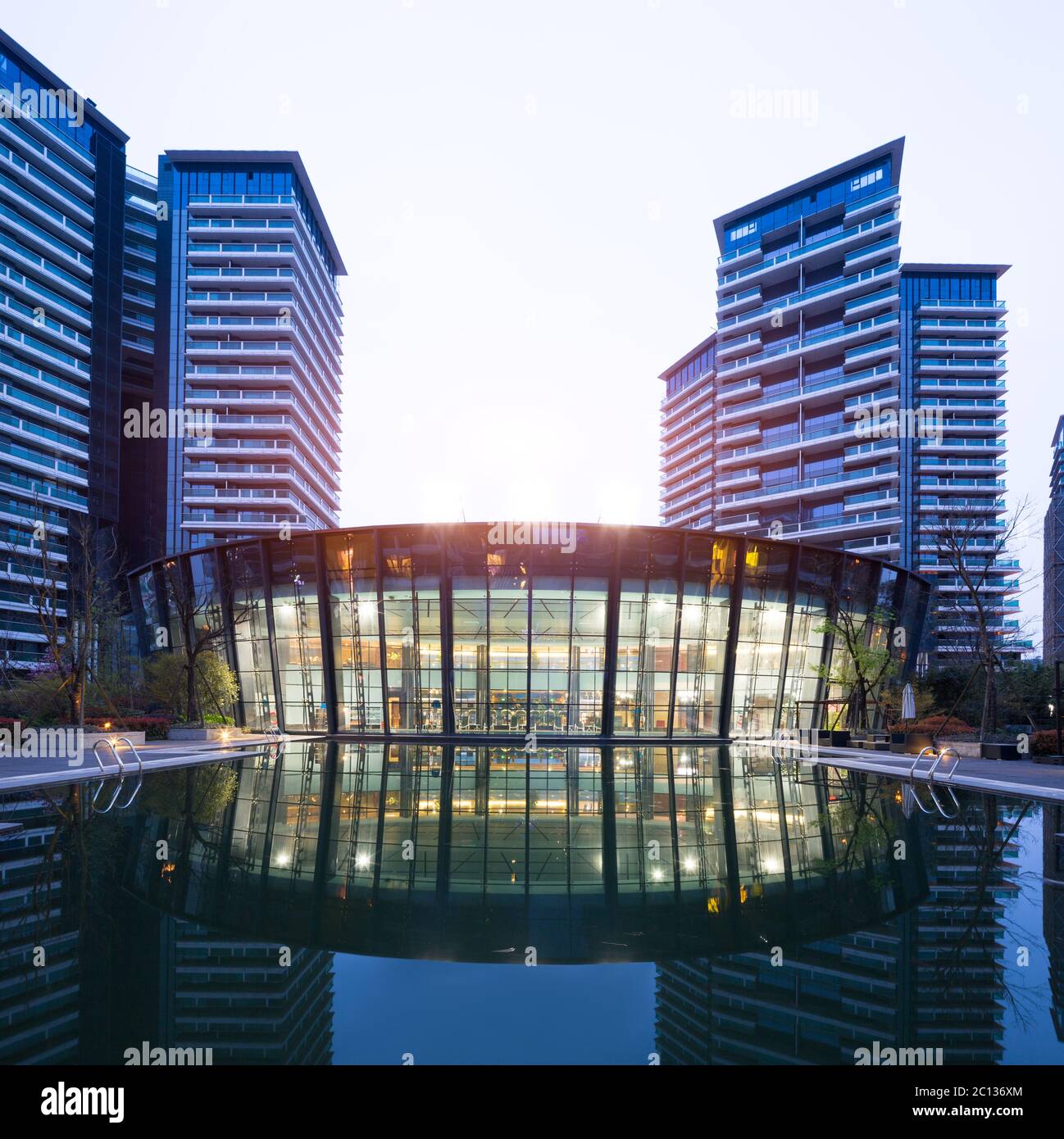 modern office buildings with sunbeam in hangzhou Stock Photo - Alamy