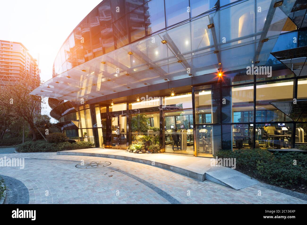 modern office buildings with sunbeam in hangzhou Stock Photo - Alamy