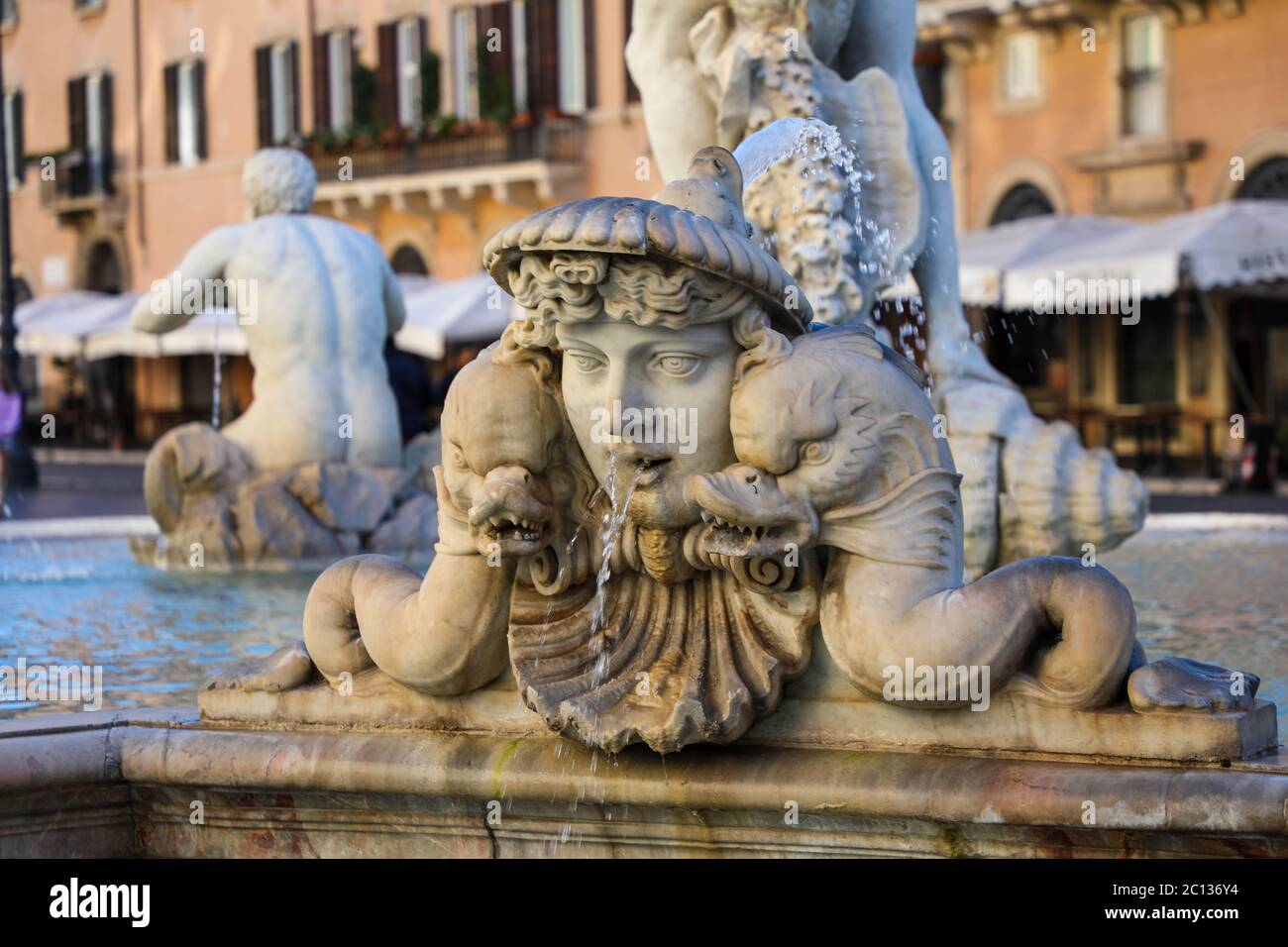 Close up of the fountains in Piazza Navona in Rome Stock Photo - Alamy