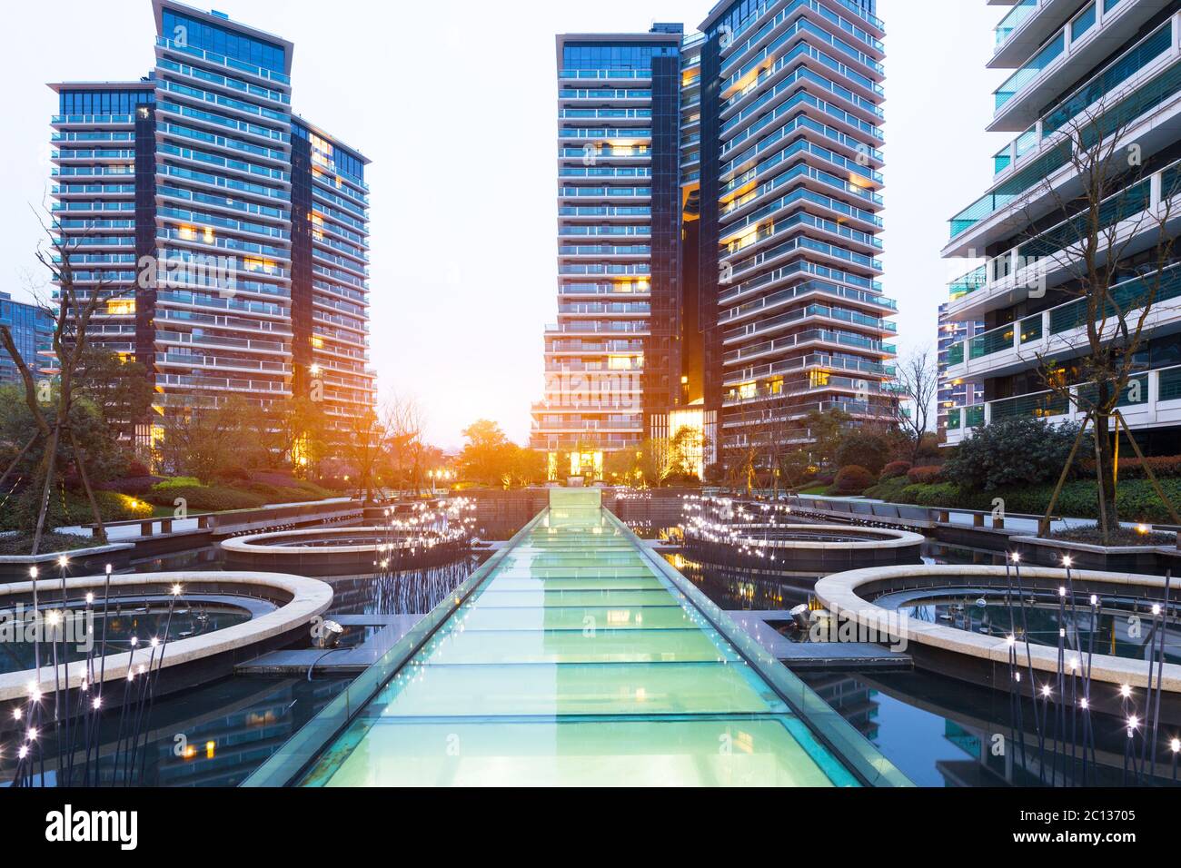 modern office buildings with sunbeam in hangzhou Stock Photo - Alamy