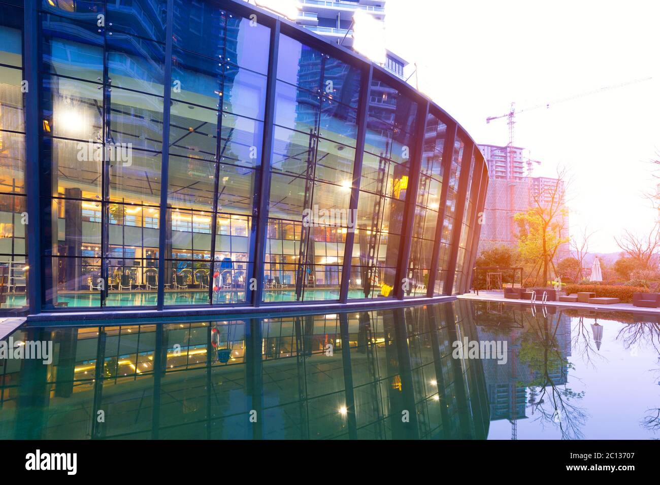 modern office buildings with sunbeam in hangzhou Stock Photo - Alamy