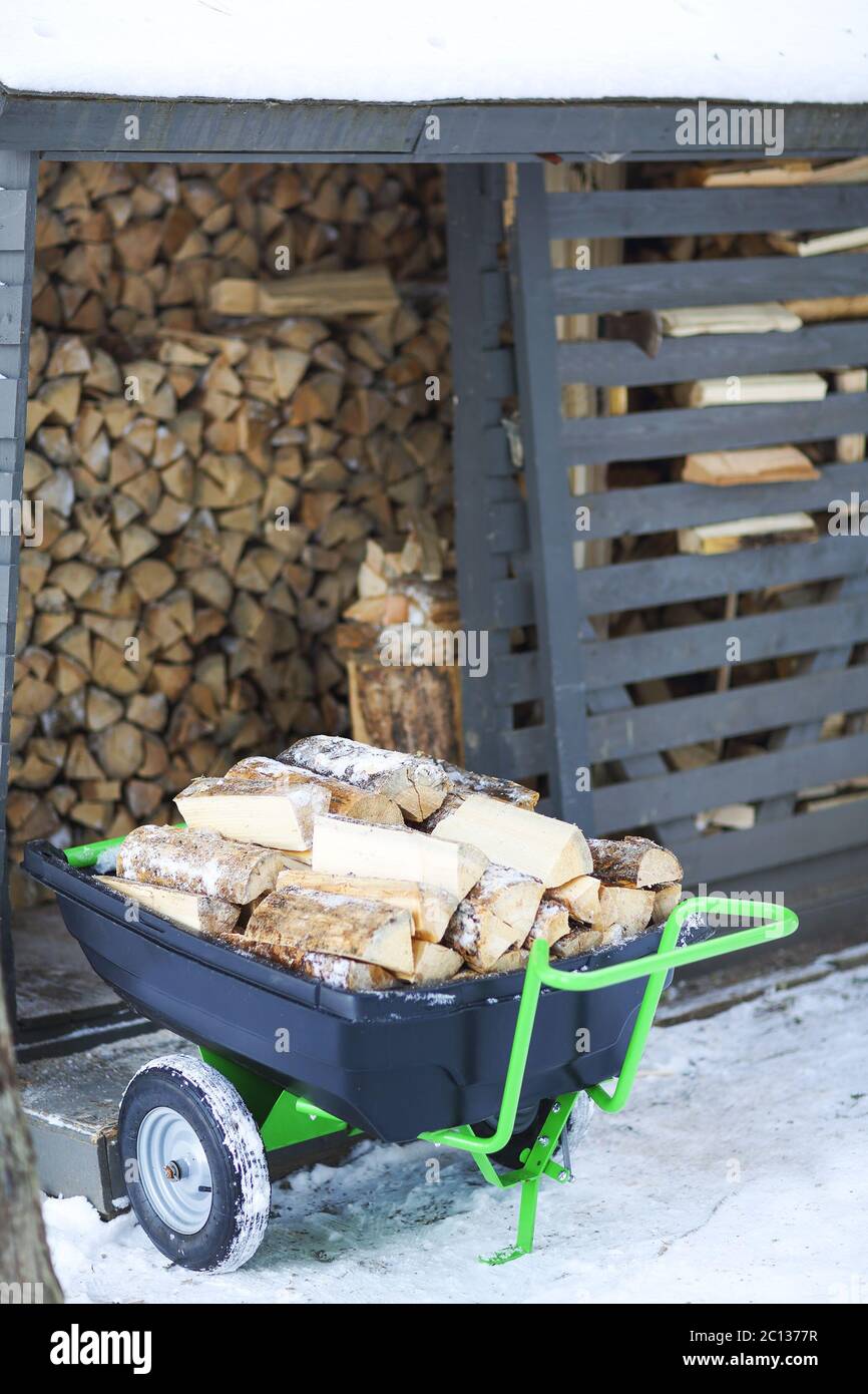 Firewood stacked in snowy hi-res stock photography and images - Alamy