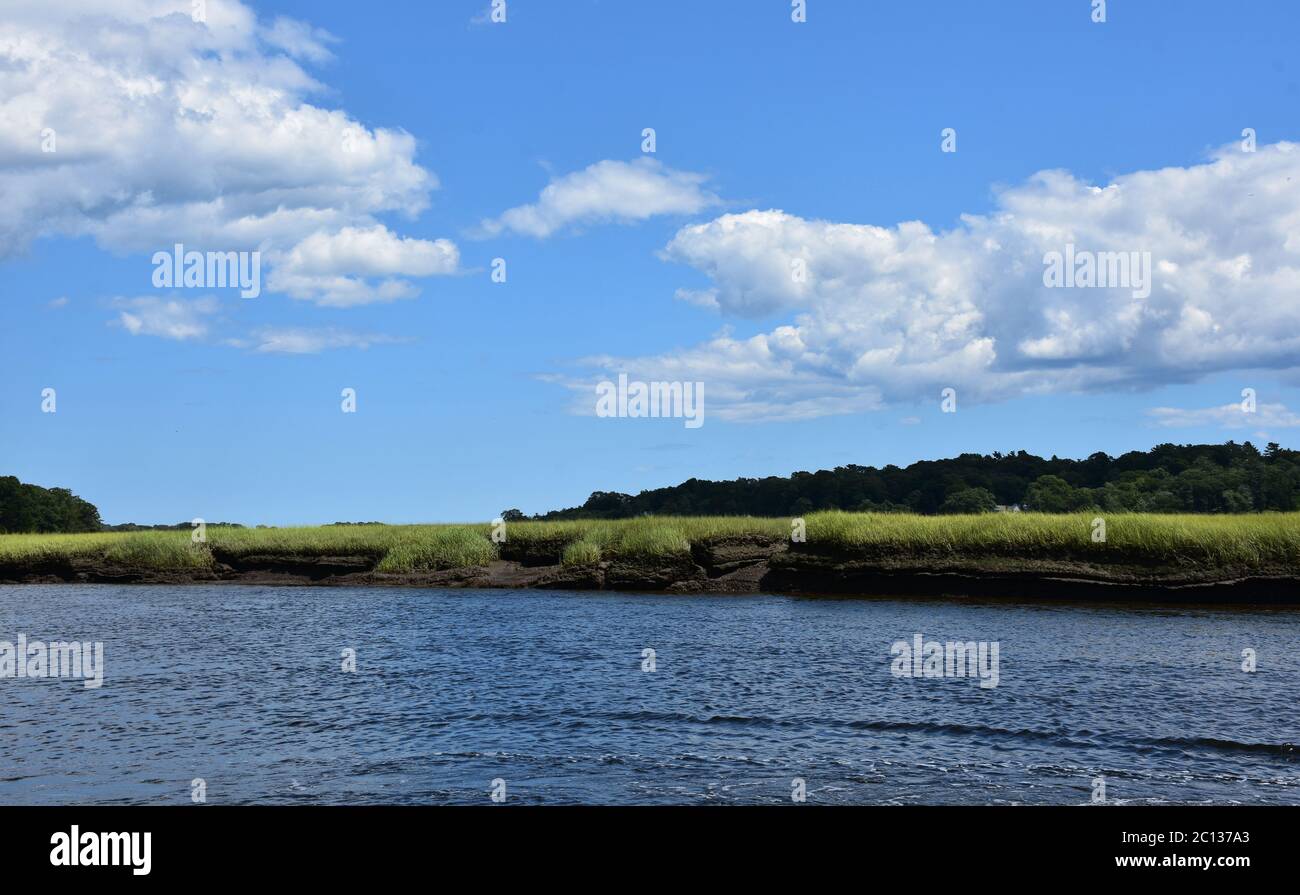 Stunning tidal landscape with a marsh and a river Stock Photo - Alamy