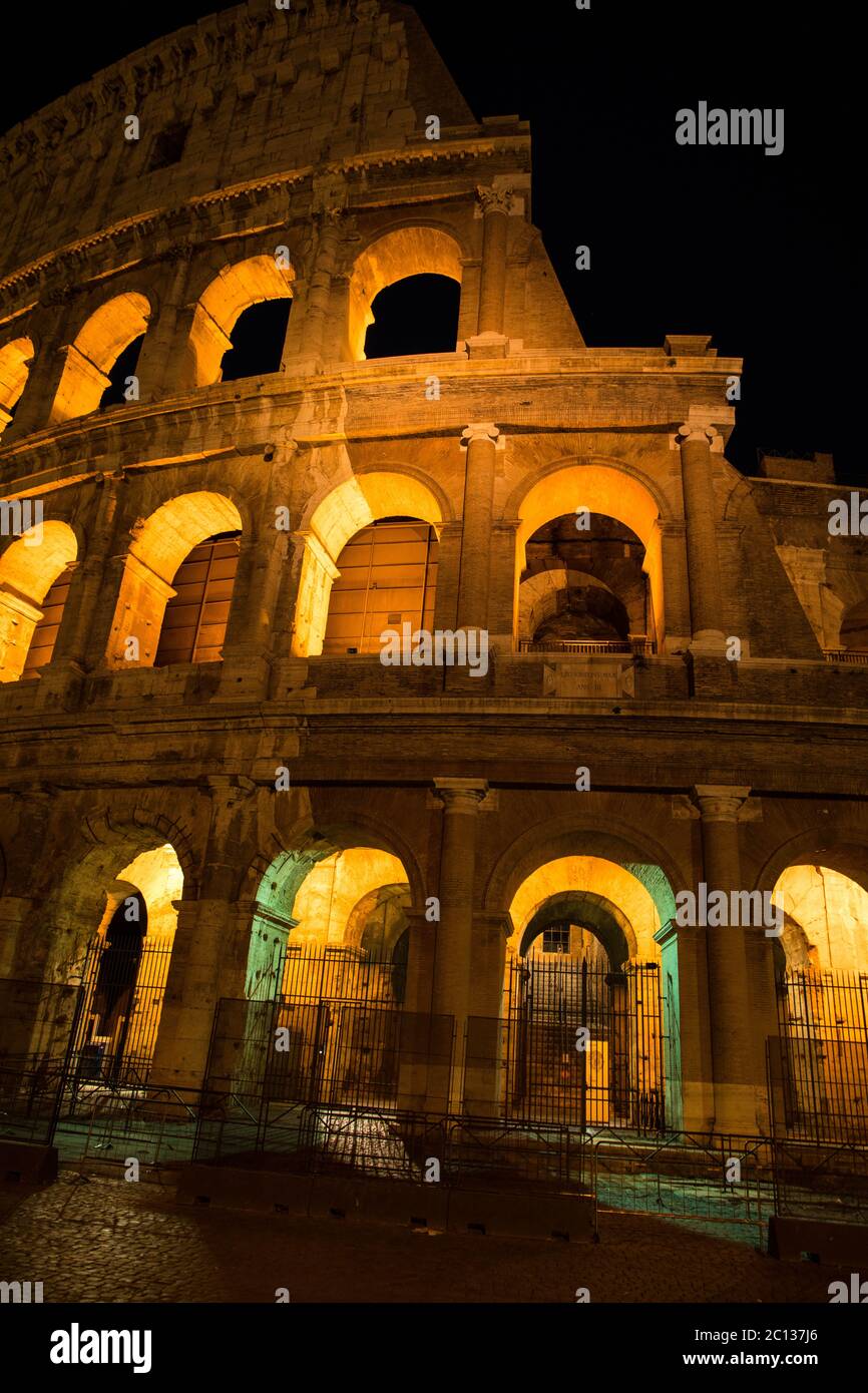 The Colosseum at night in Rome Stock Photo - Alamy