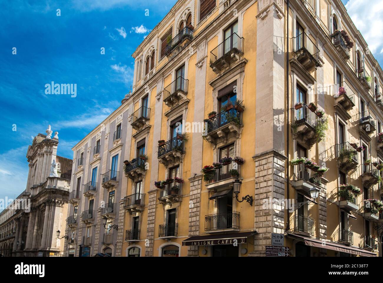 Streets of Catania, Sicily, Italy; Catania is the second largest city ...