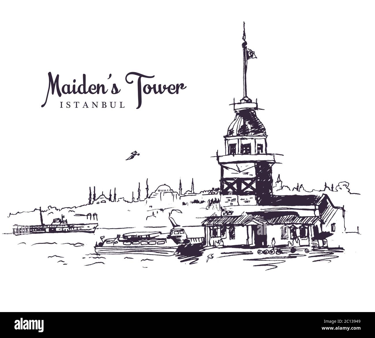 Maiden tower view Stock Vector Images - Alamy