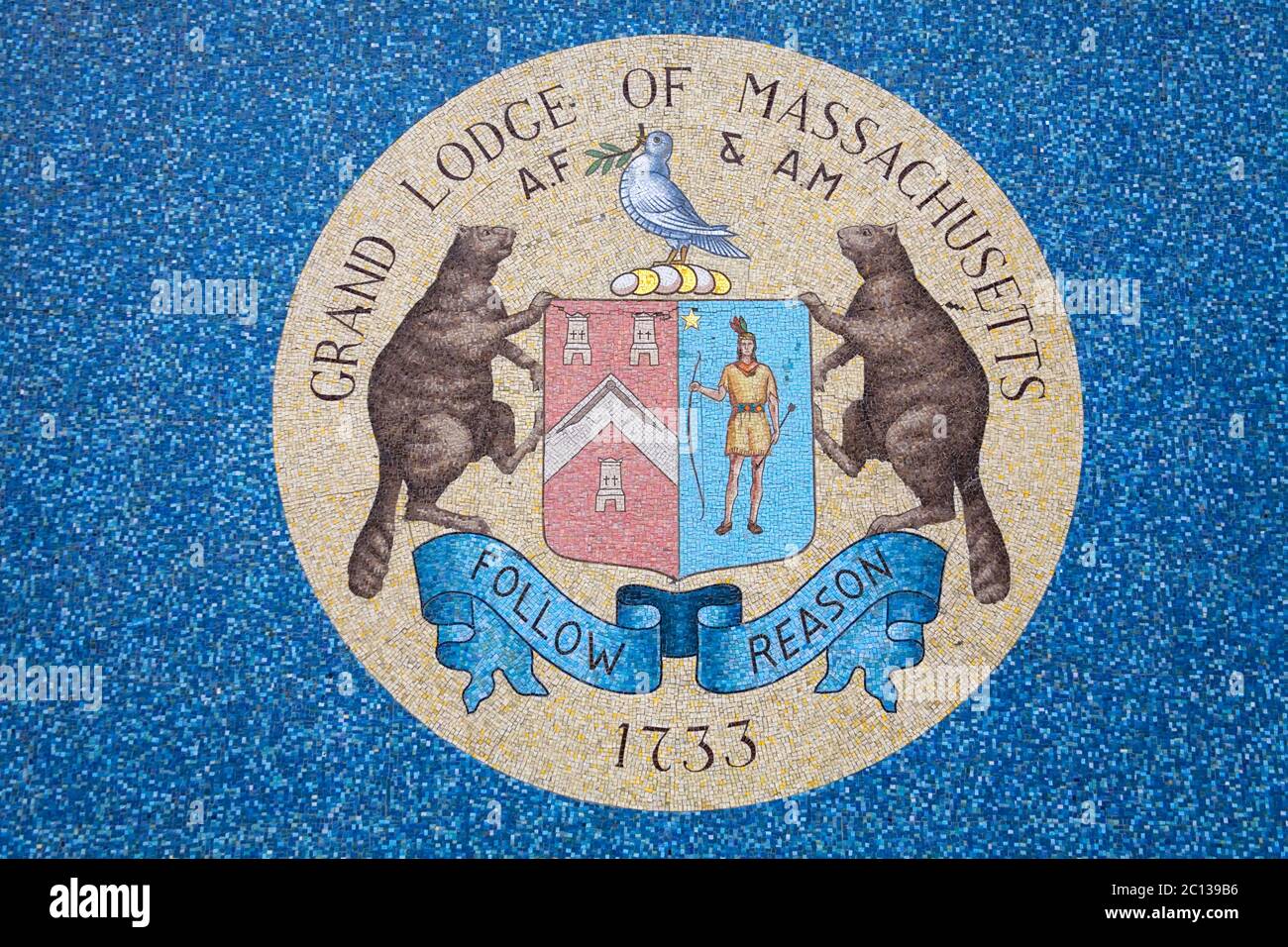 Tile Mosaic on Masonic Building, Boston, Massachusetts, USA Stock Photo ...