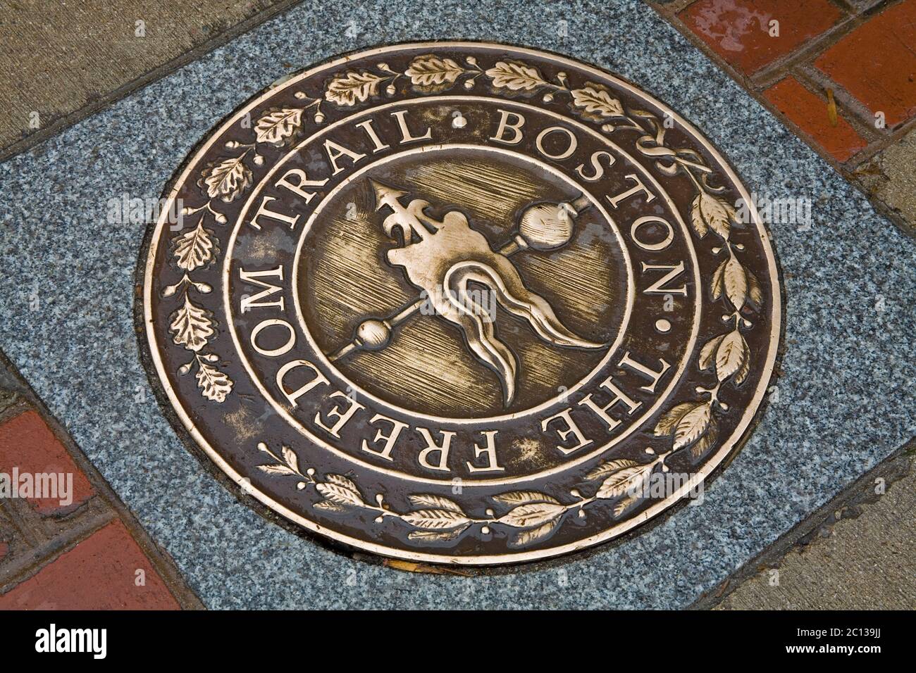 Freedom Trail Marker, North End District, Boston, Massachusetts, USA ...