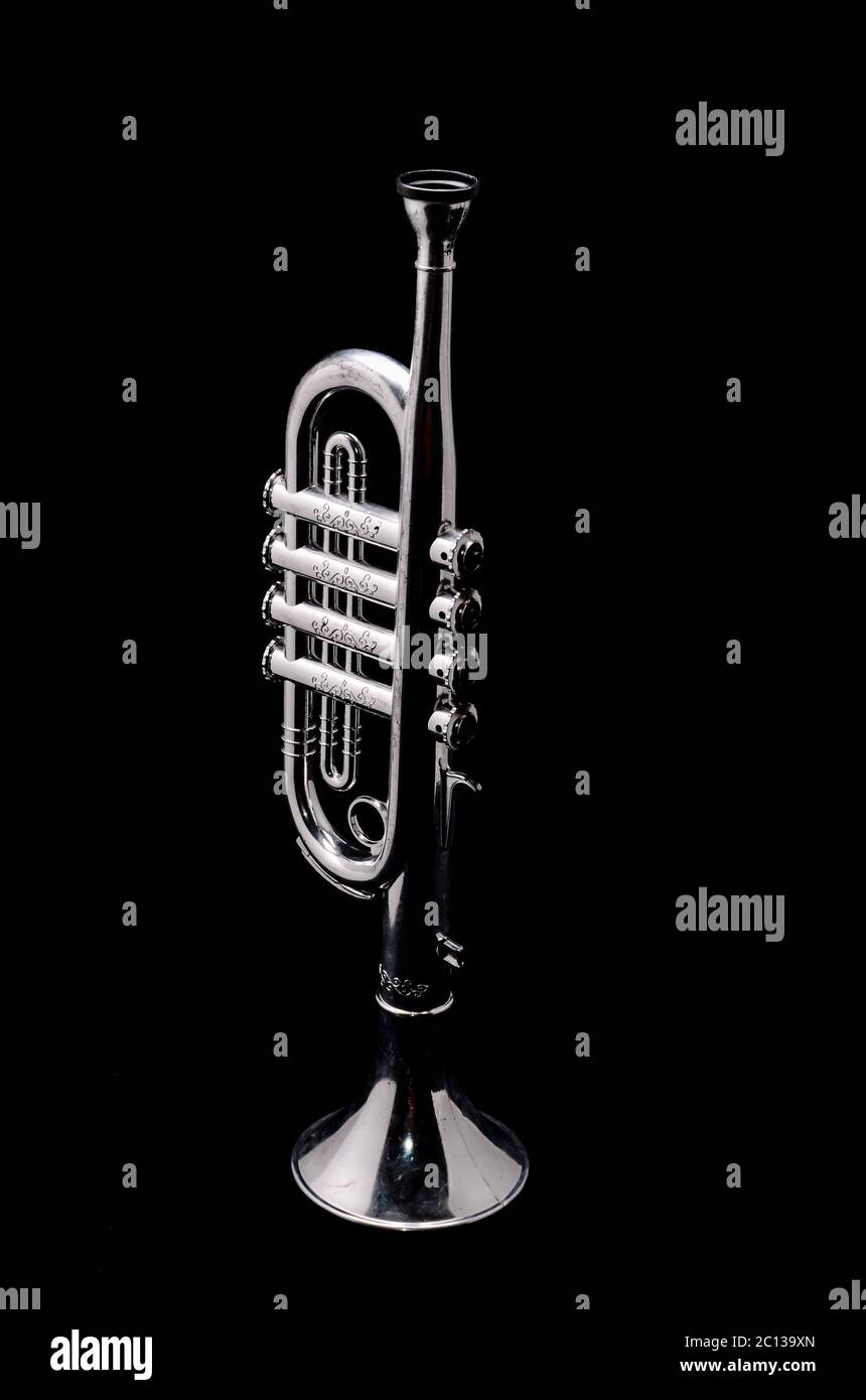 Silver Vintage Toy Trumpet Stock Photo - Alamy