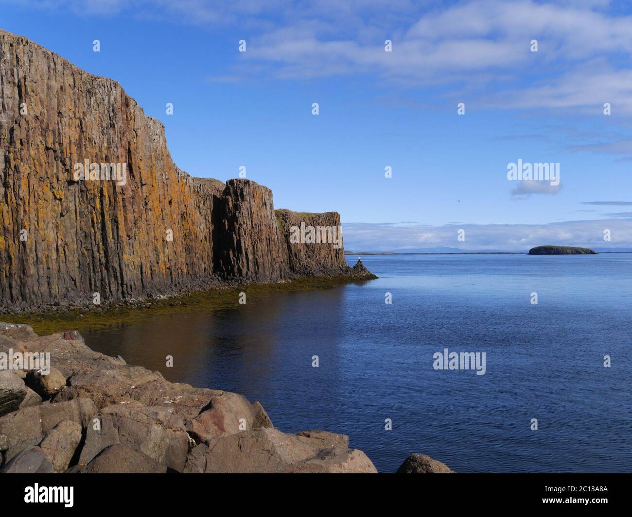 Columnar jointed basalt in Stykkisholmur, Snaefellsnes, Iceland Stock ...