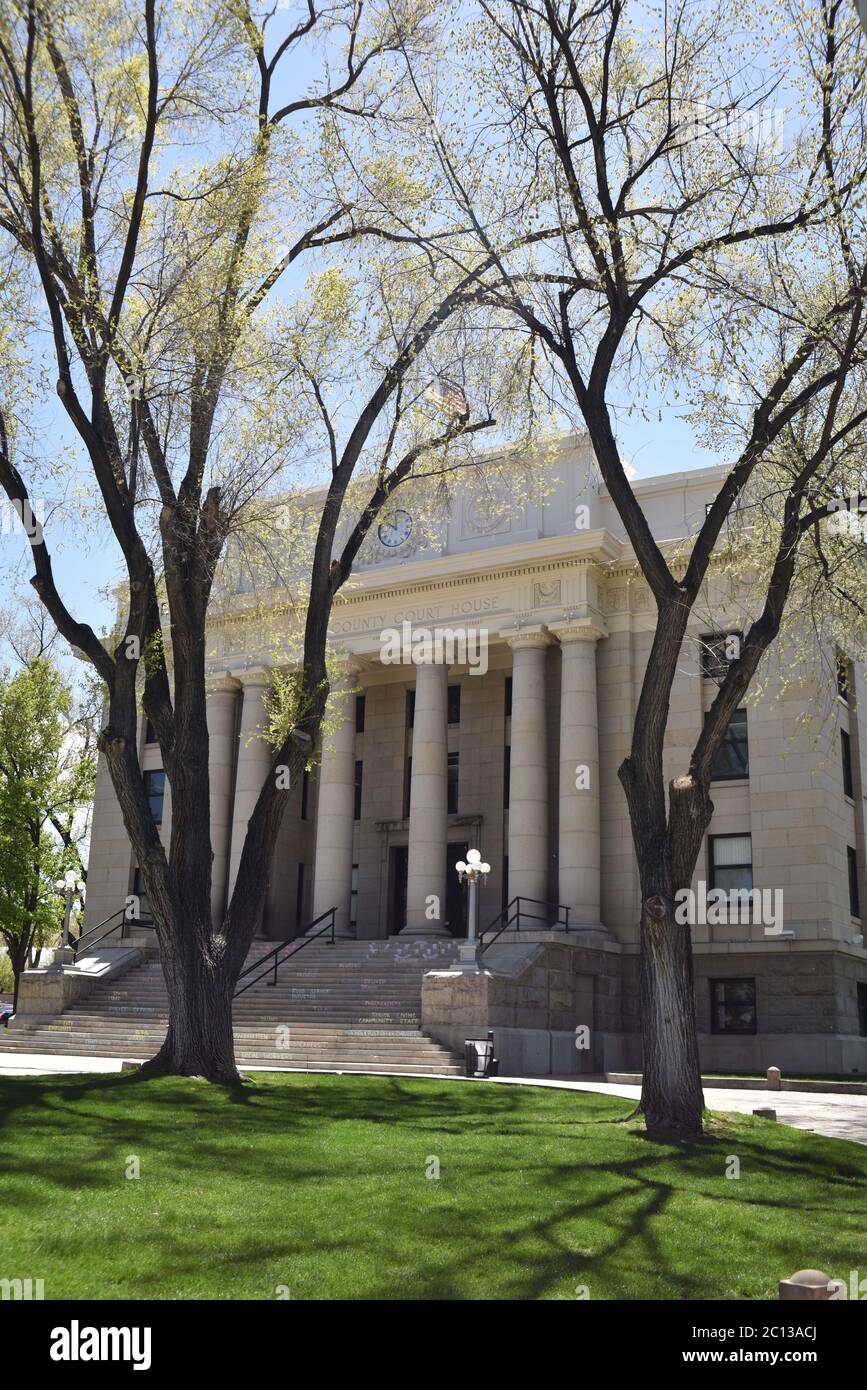 Prescott, Arizona. U.S.A. April 22, 2020. Yavapai county courthouse ...
