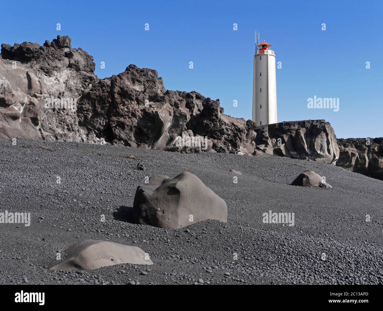Malarrif Lighthouse above Lava Rocks on Snaefellsnes peninsula in ...