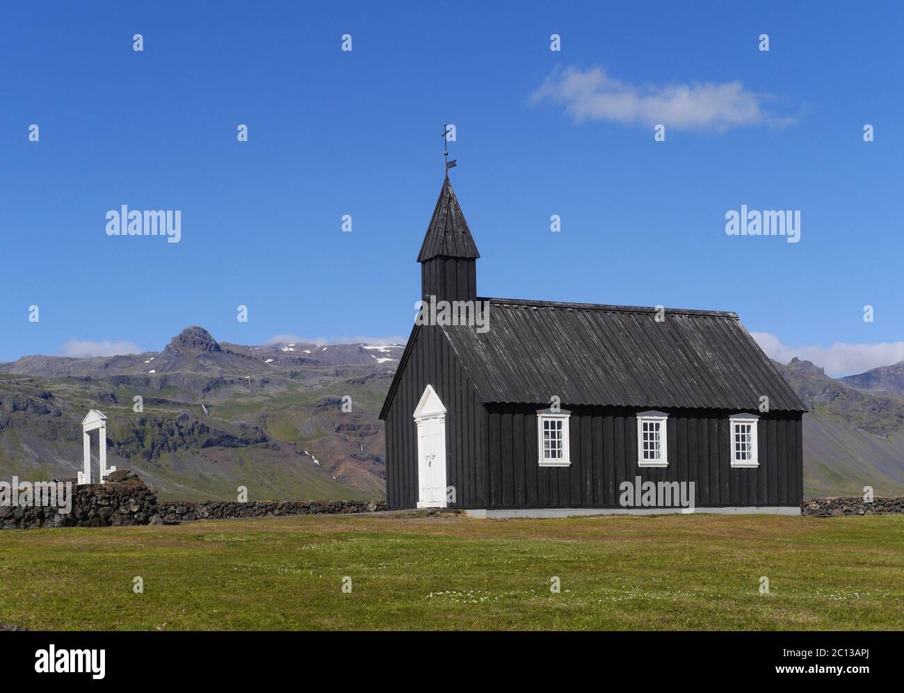 The famous black church at Budir on the Snaefellsnes Peninsula in ...