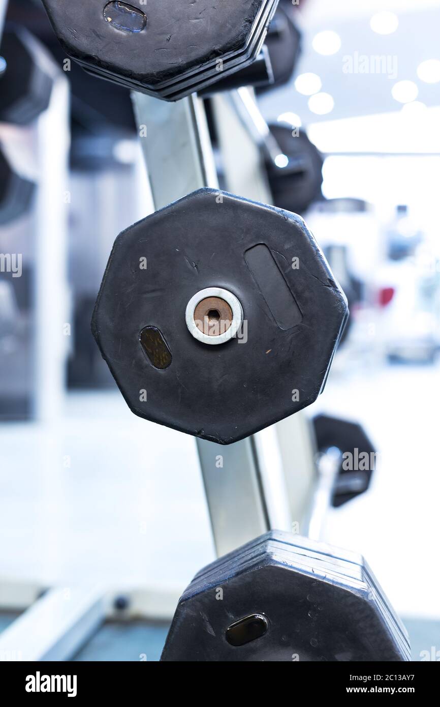 equipment for power exercise in modern gym Stock Photo - Alamy