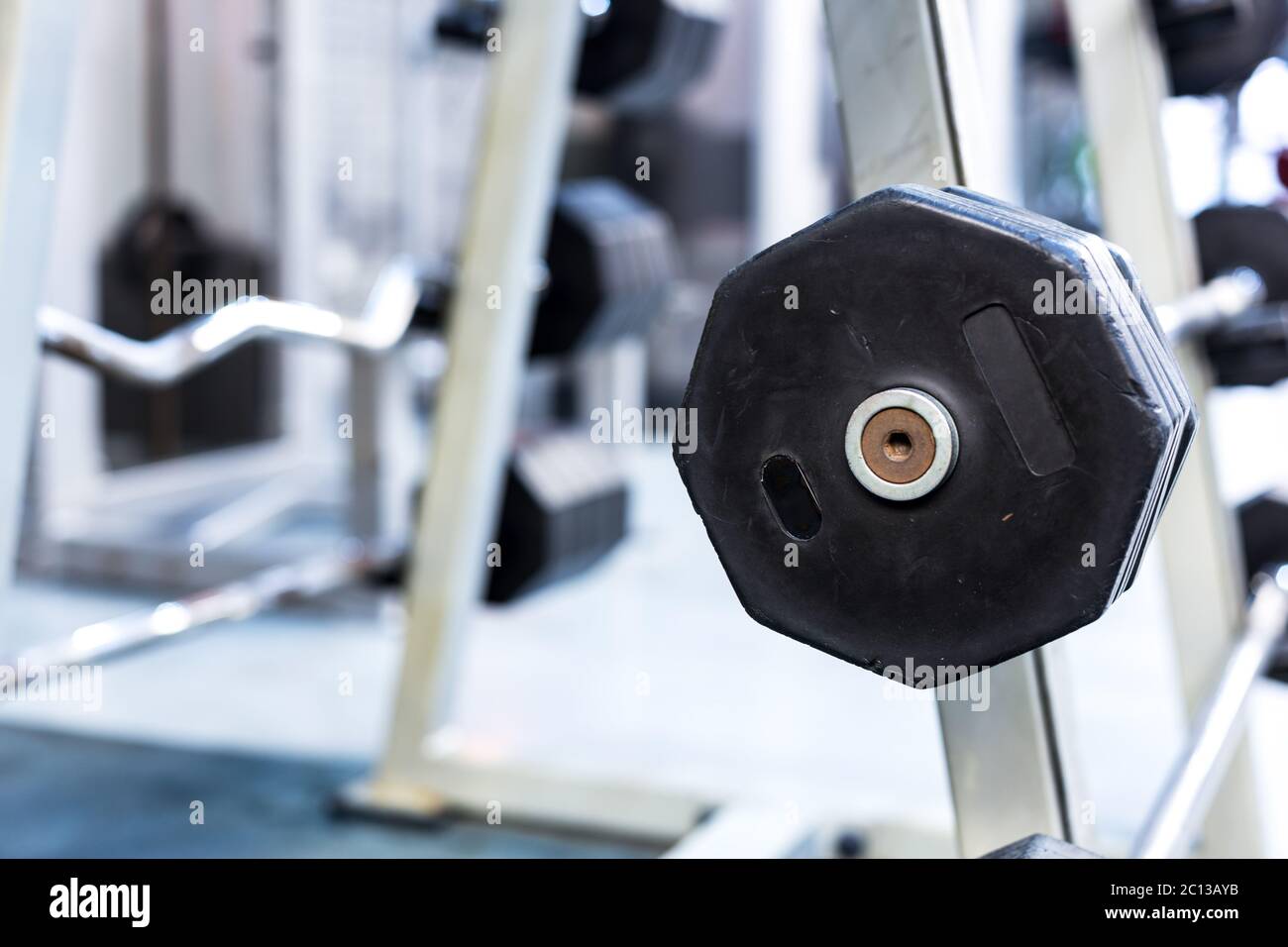 equipment for power exercise in modern gym Stock Photo - Alamy
