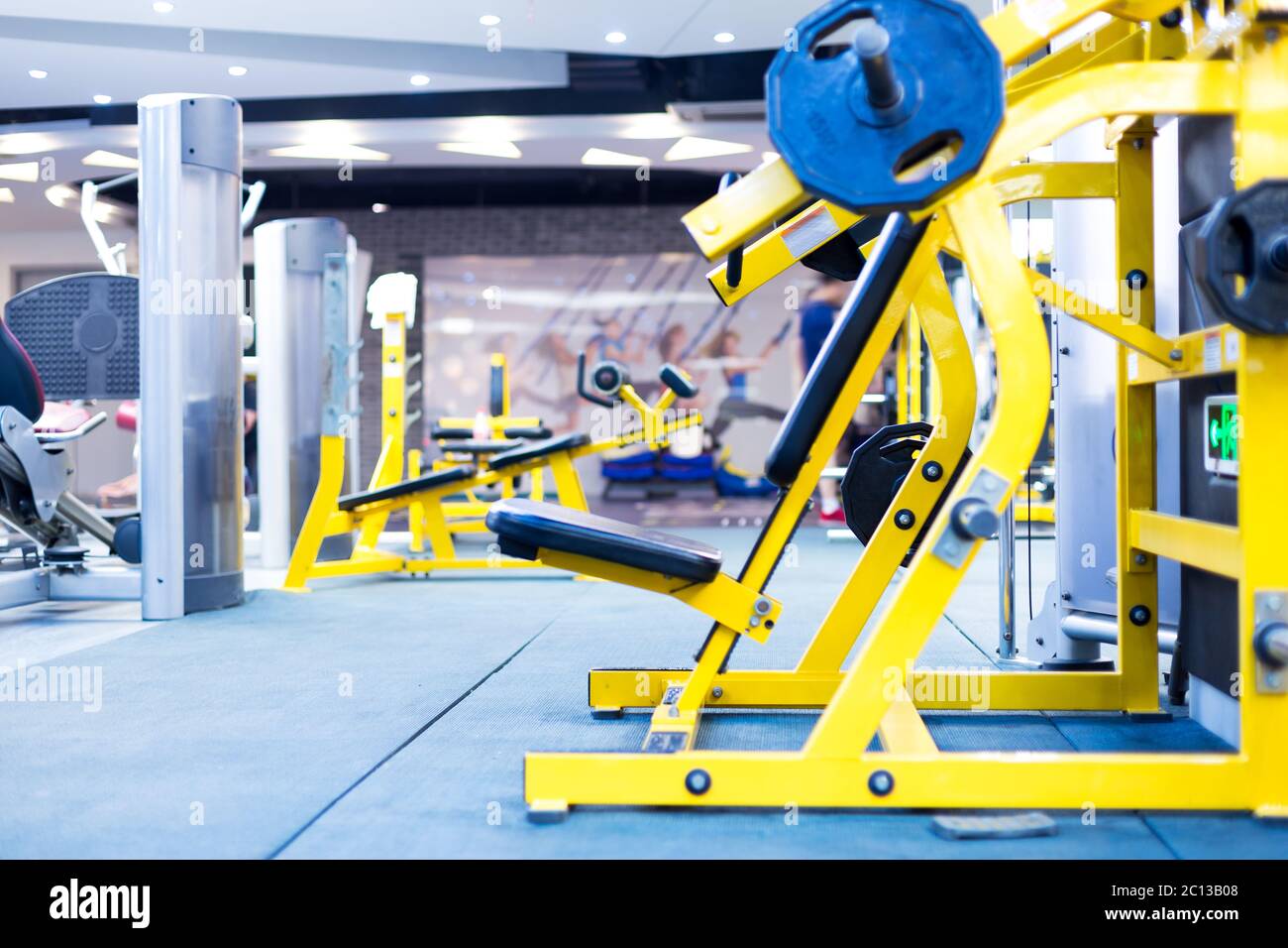 equipment for power exercise in modern gym Stock Photo - Alamy