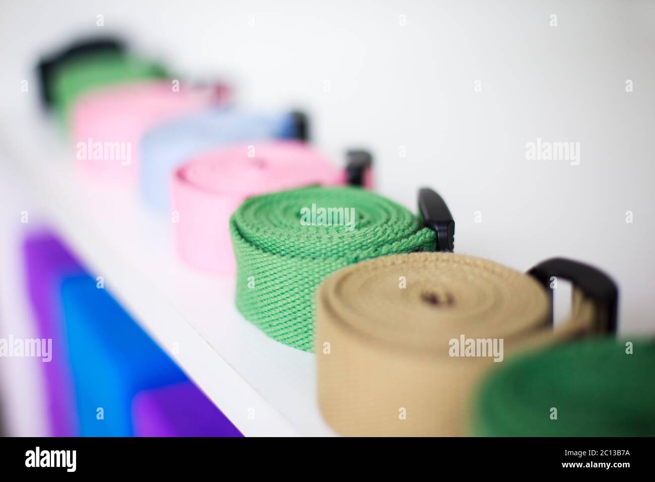 colorful belt in yoga room Stock Photo - Alamy