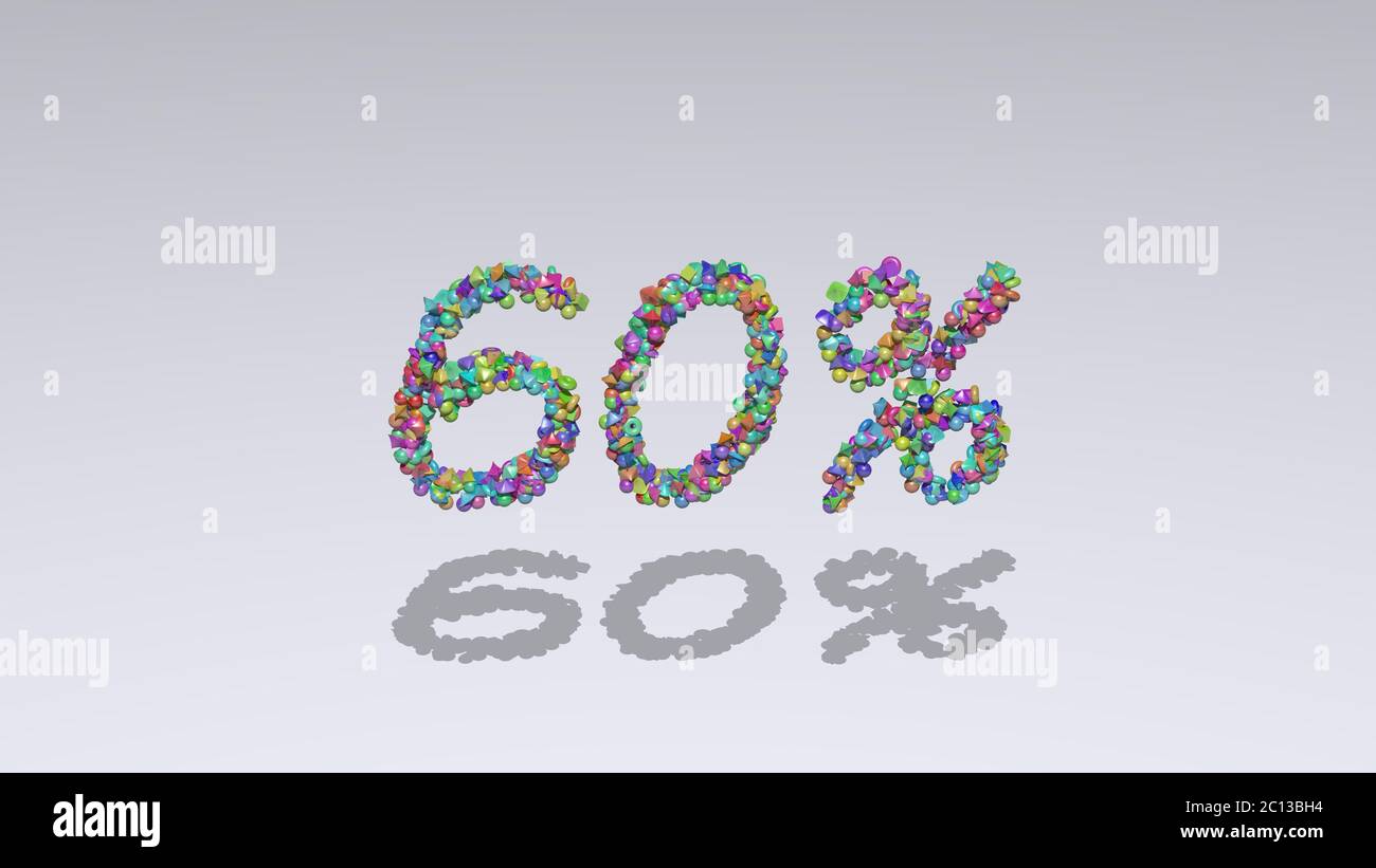 3D illustration of the text made of small objects over a white ...