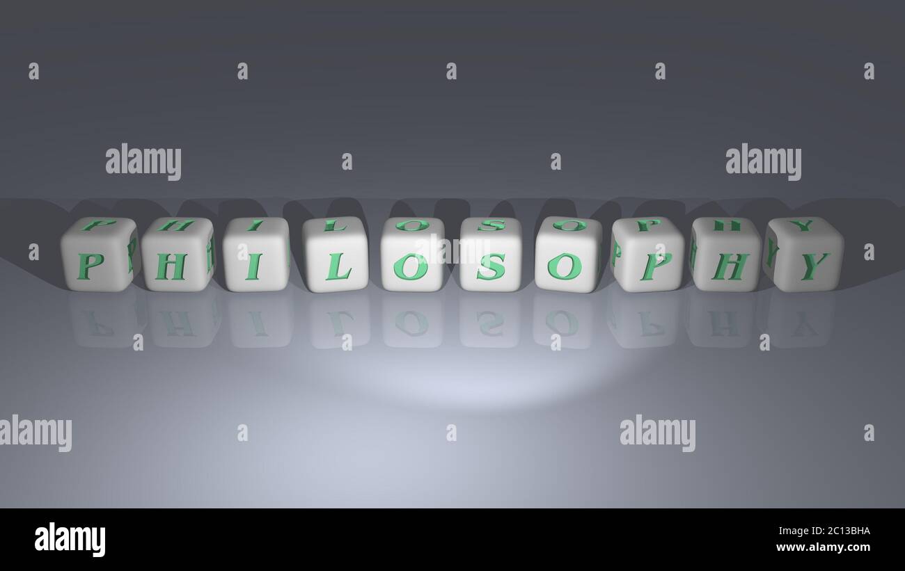 alphabetic Philosophy arranged by cubic letters on a mirror floor ...