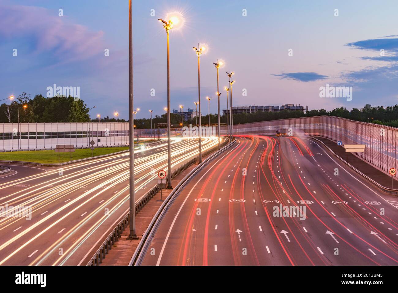 Driving view on evening route hi-res stock photography and images - Alamy