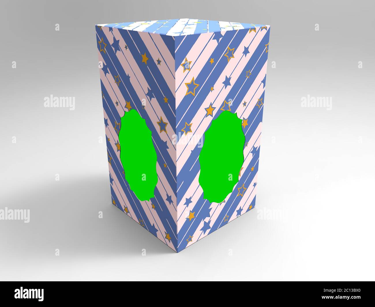 Present box full of stars and stripes with gifts on white background ...