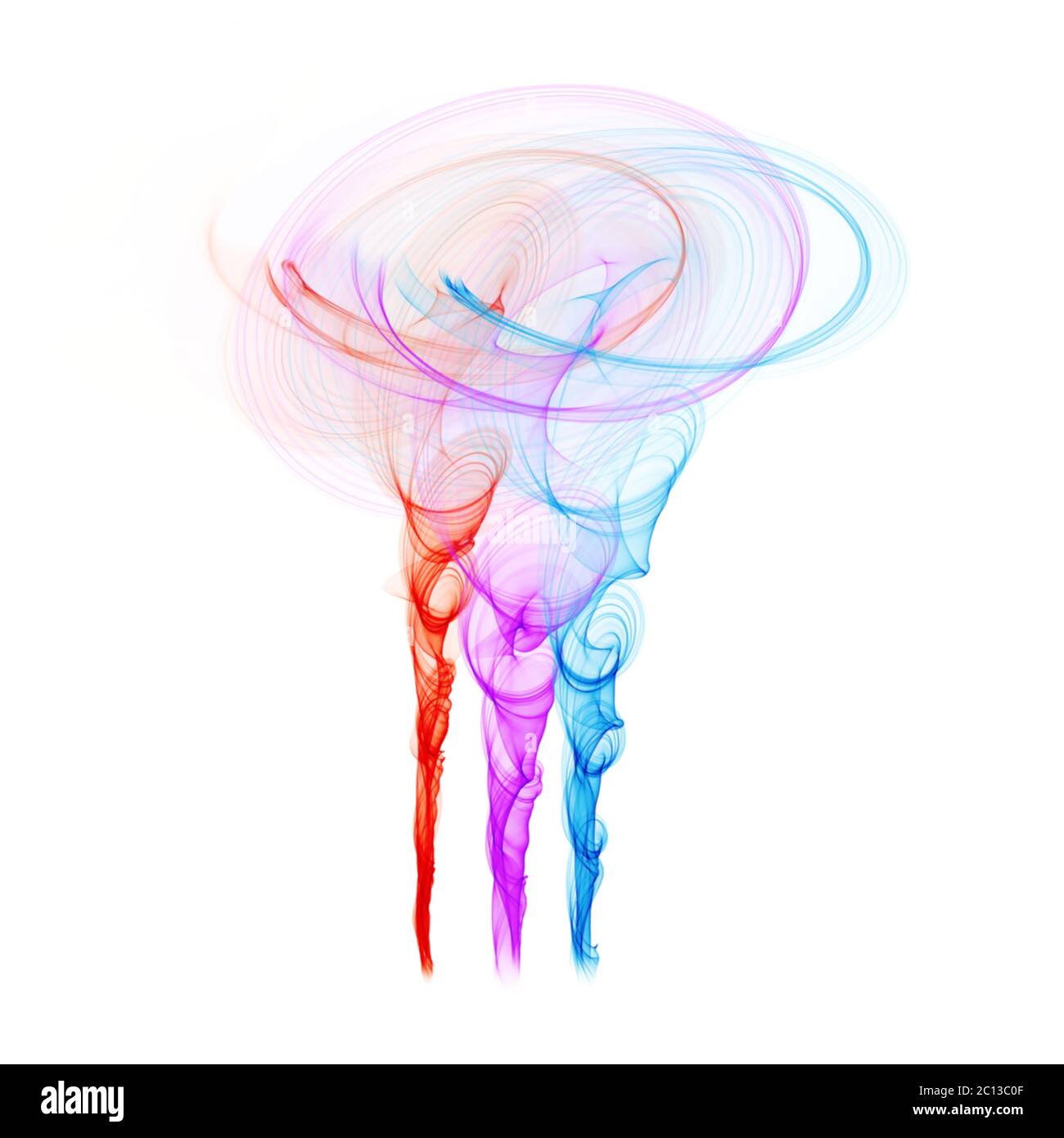 abstract colorful red violet blue wavy smoke flames over white ...