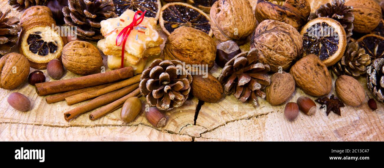 Christmas cookies and different nuts Stock Photo - Alamy