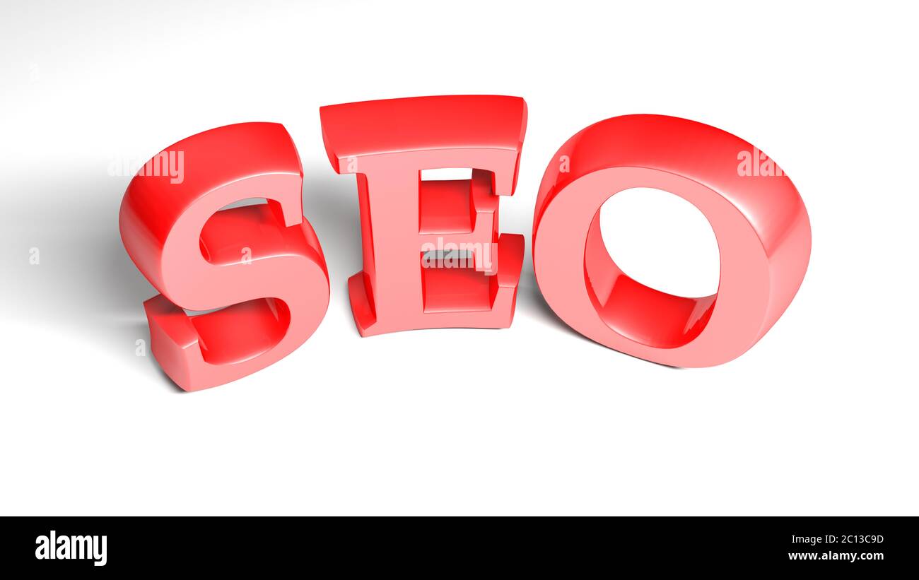 SEO red isolated on white background - 3D rendering illustration Stock ...