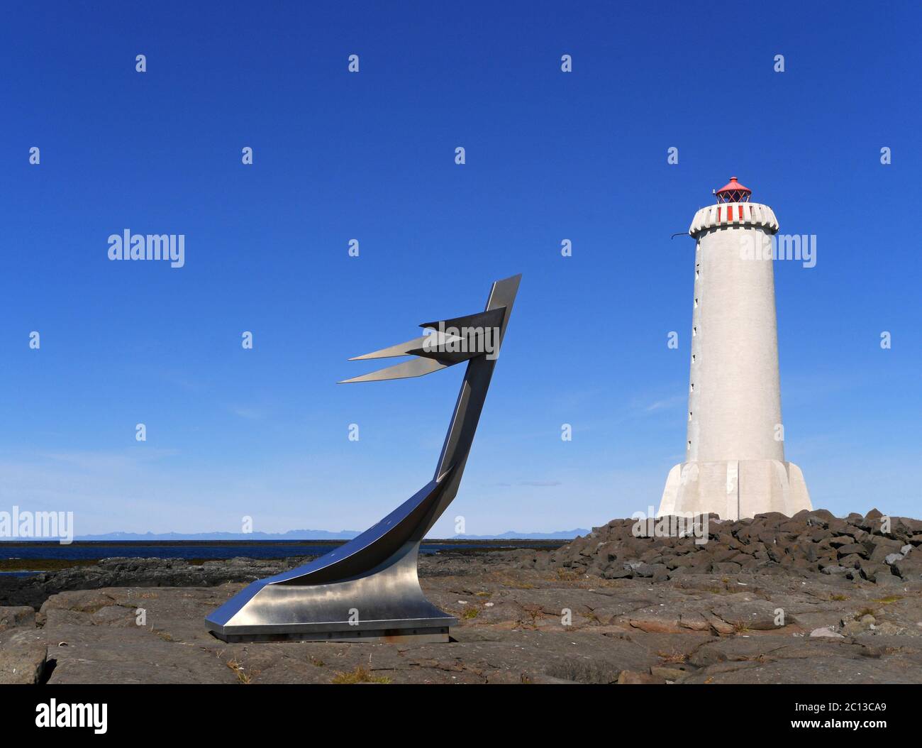 The new lighthouse of Akranes with memorial to drowned seamen in ...