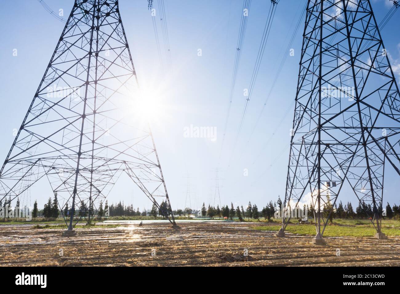 Field of pylons hi-res stock photography and images - Alamy