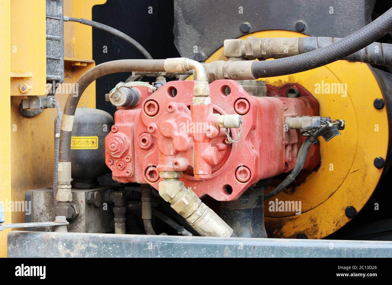 the internal structure of the hydraulic system the bulldozer Stock ...