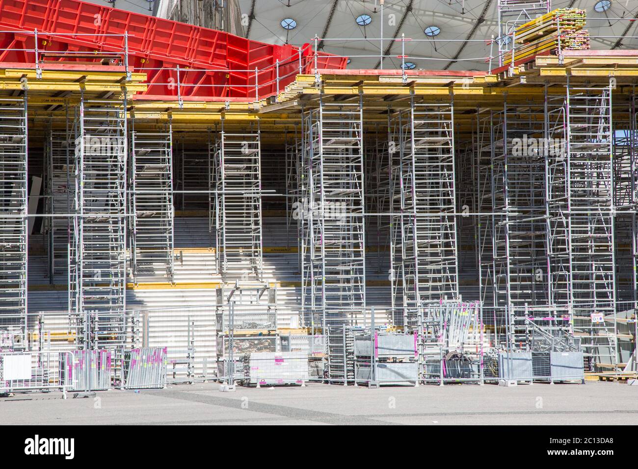 Scaffolding used as the temporary structure at a construction site ...