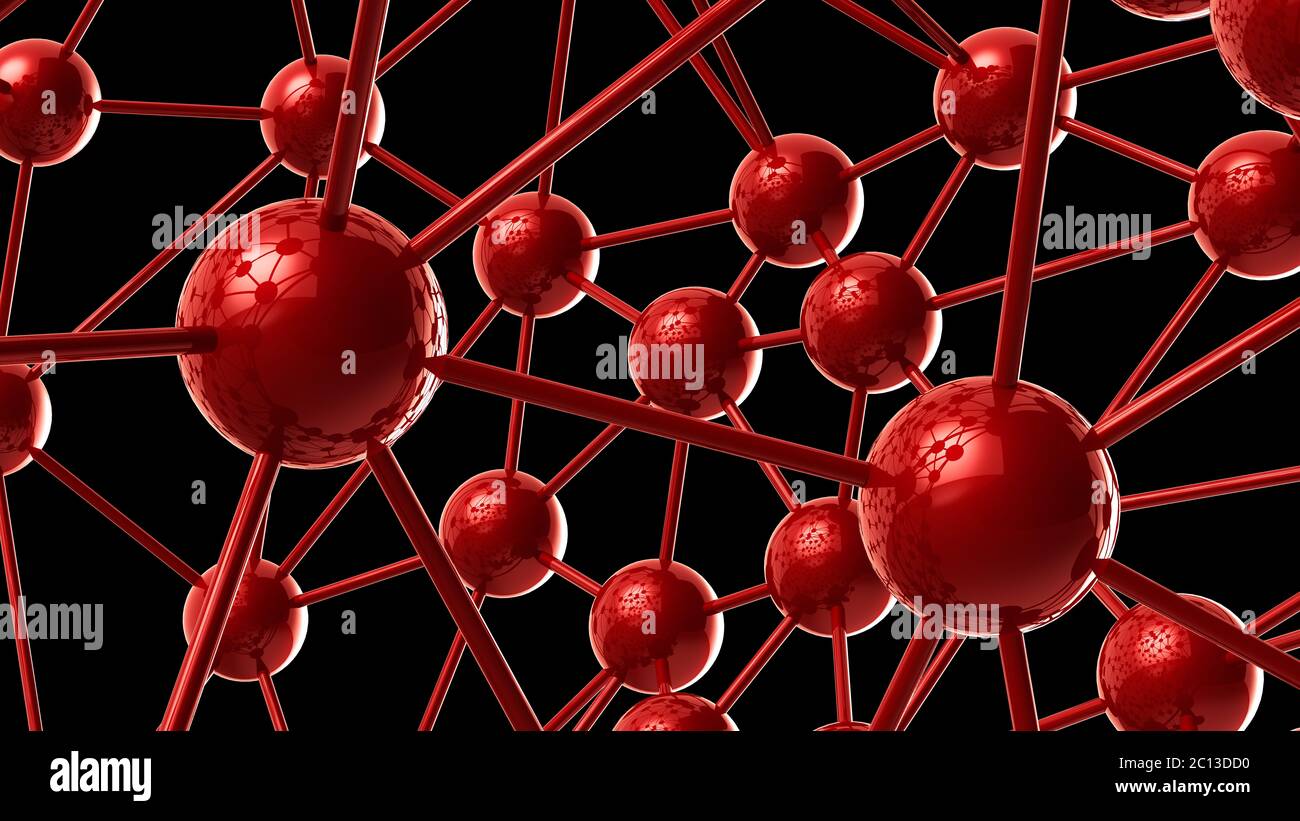 Red Molecular Geometric Chaos Abstract Structure Science Technology Network Connection Hi Tech