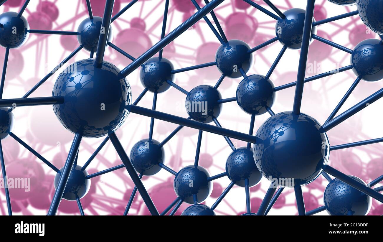 blue and violet Molecular geometric chaos abstract structure. Science ...