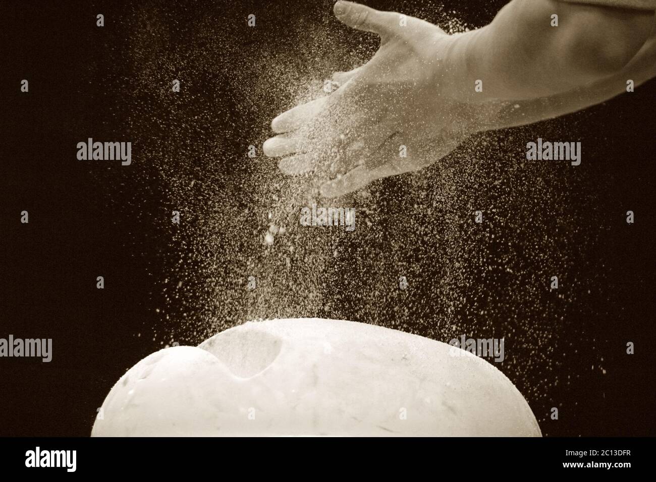Close-up of hands of the gymnast in talc Stock Photo - Alamy