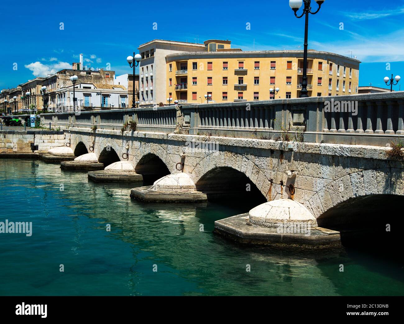 View of the Canal and Umbertino Bridge between Syracuse and Ortigia ...