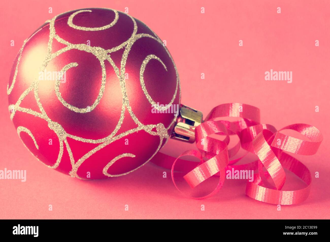 Christmas ball with ribbon Stock Photo - Alamy