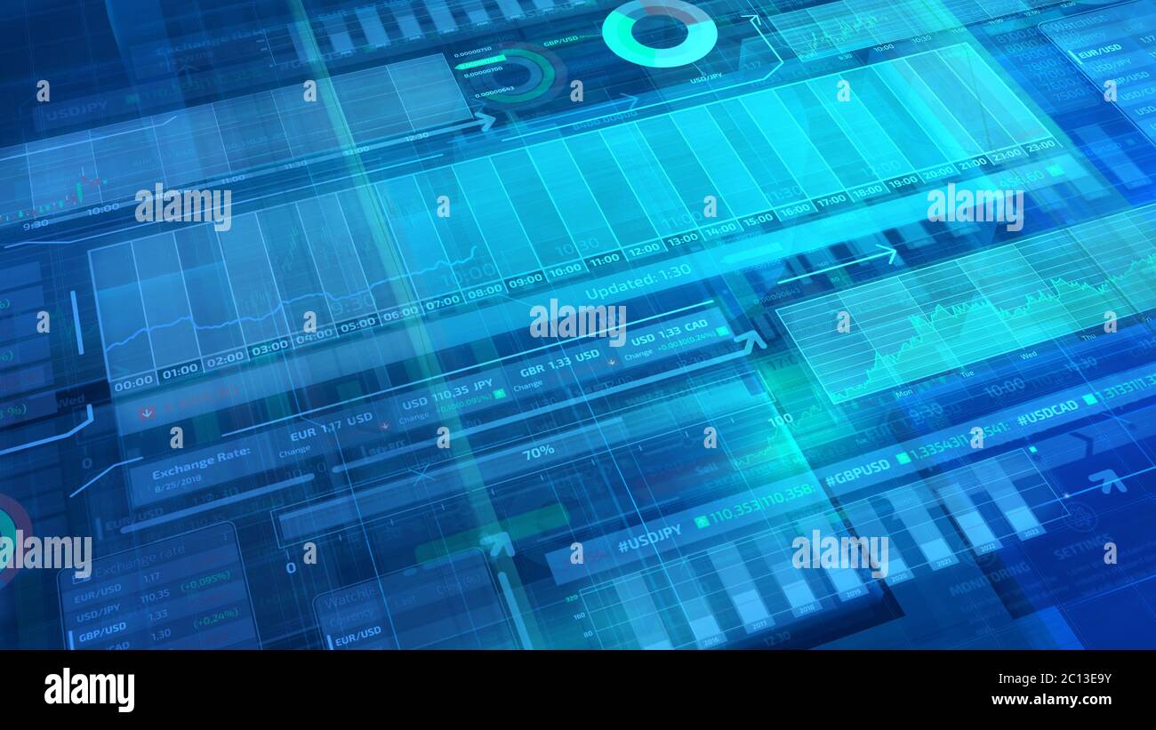 Blue abstract background with stock market infographics Stock Photo - Alamy