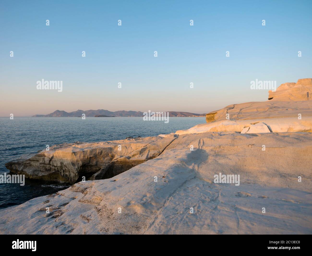 Sarakiniko beach with white rock formations in Milos island, Greece ...