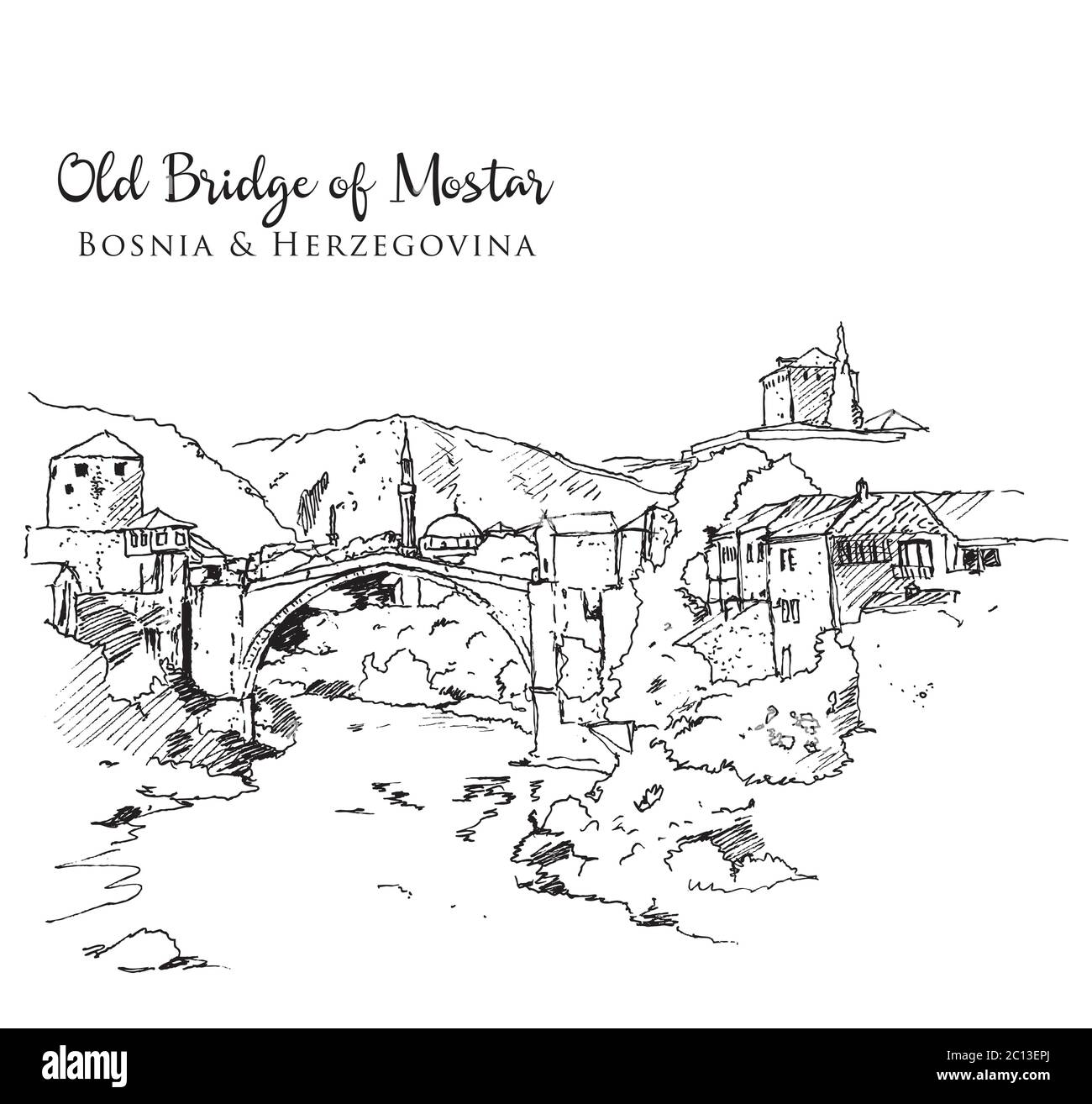 Mostar stari most bridge Stock Vector Images - Alamy