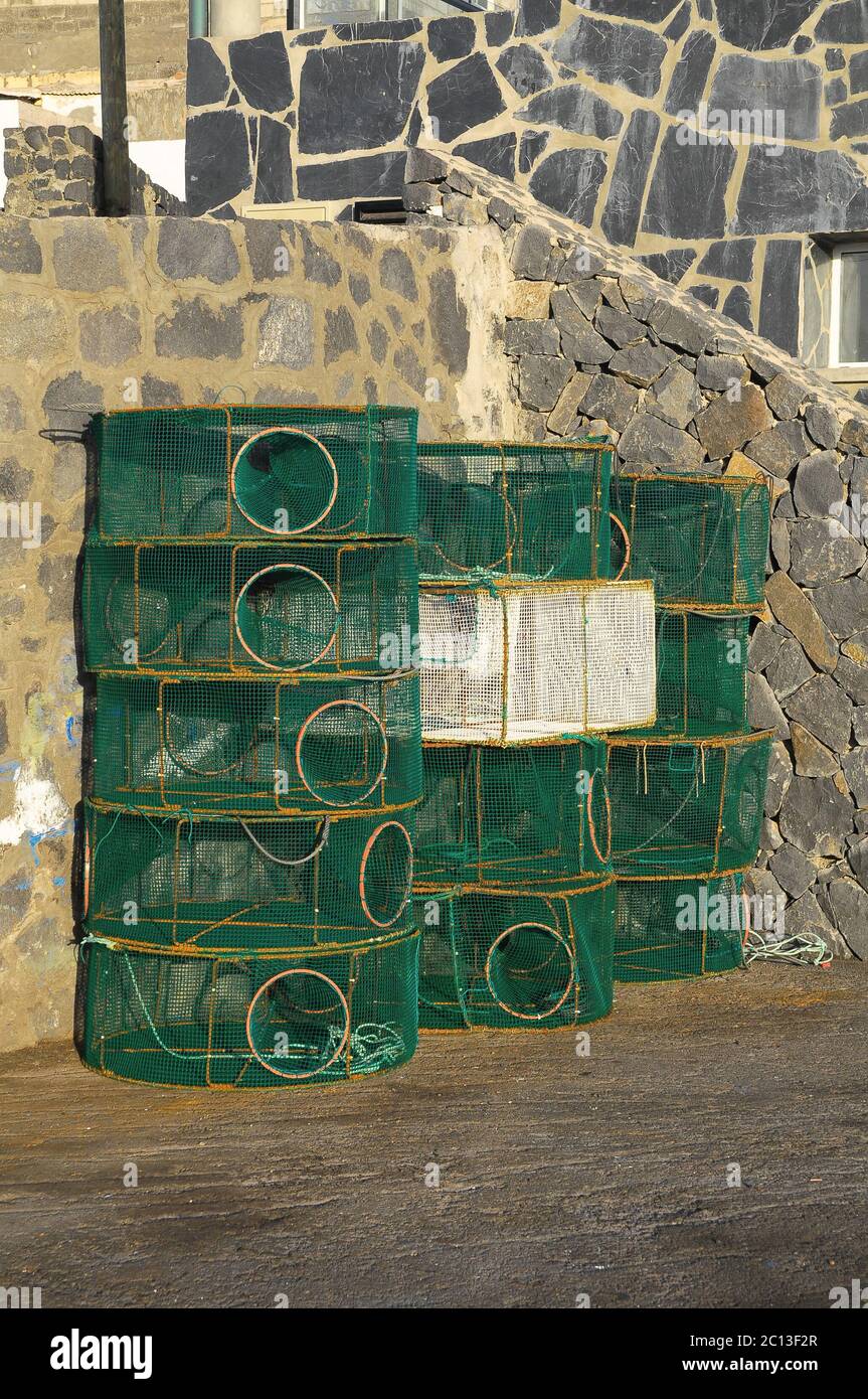 Empty Green Net Fish Traps Stock Photo - Alamy