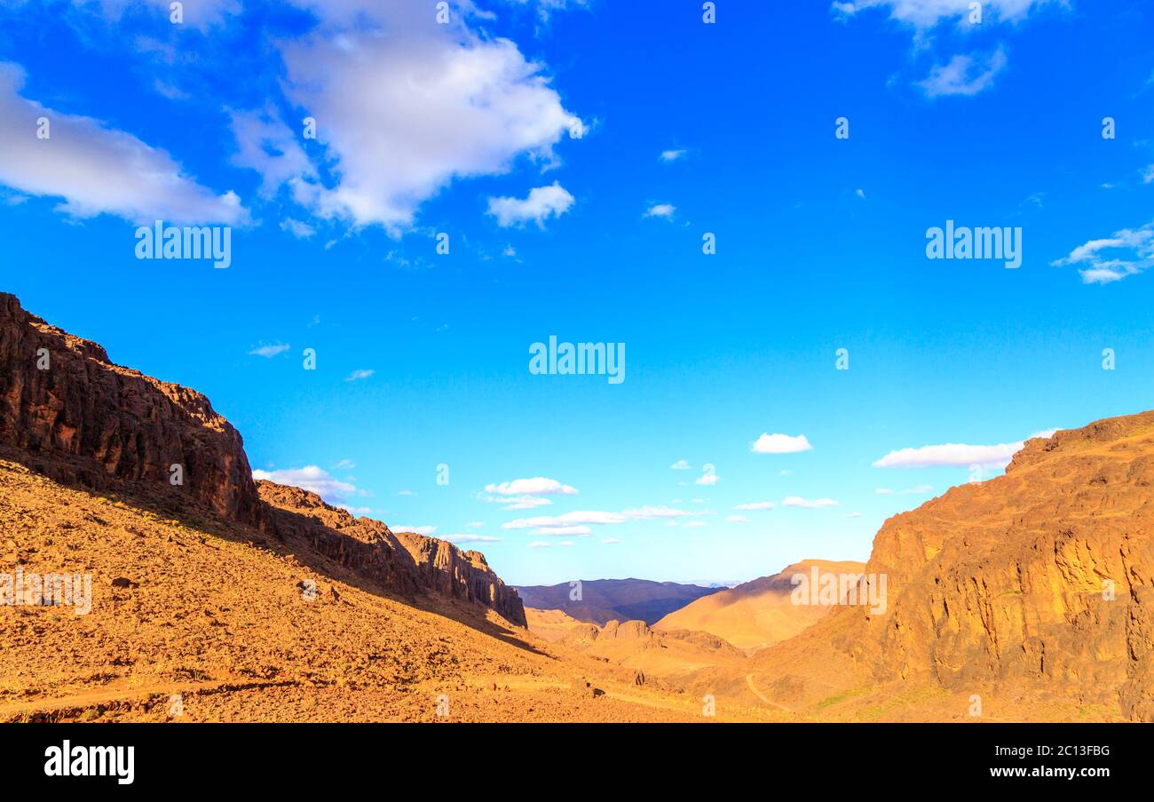 Beautiful Moroccan Mountain landscape in desert with blue sky Stock ...