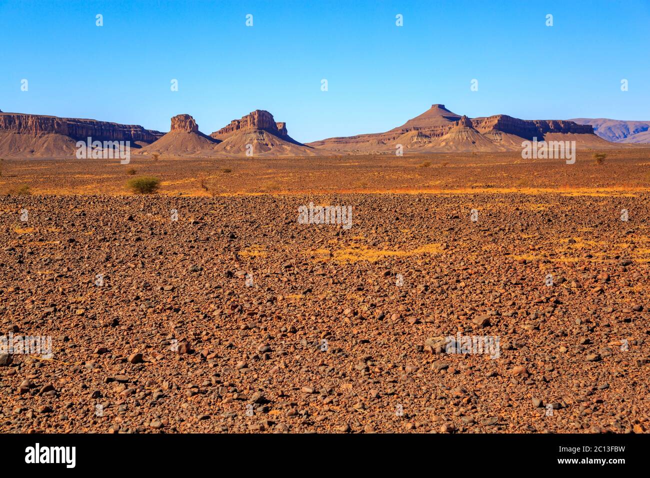 Beautiful Moroccan landscape, Sahara desert, stones against the sky ...