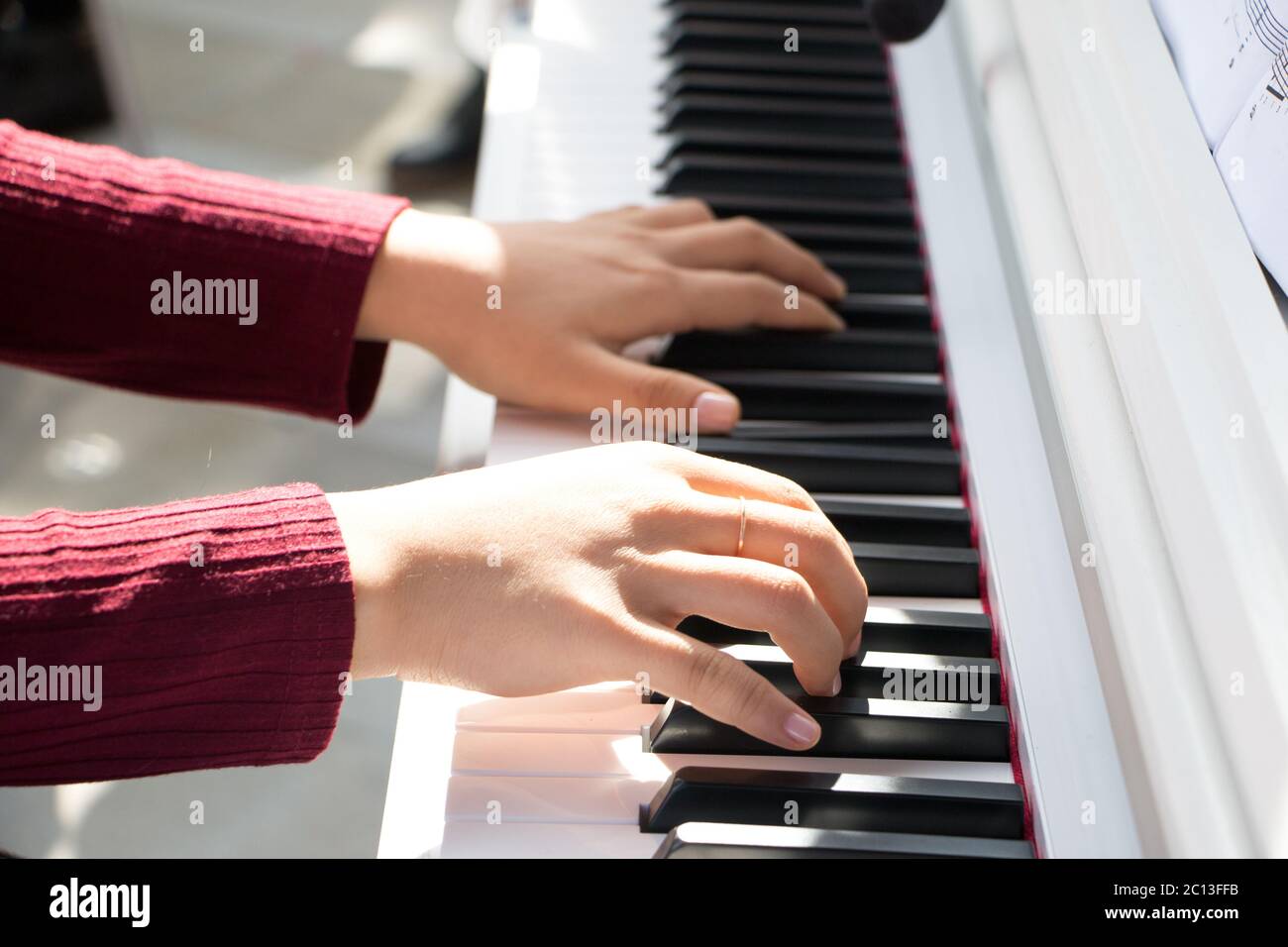hand touch piano keys Stock Photo - Alamy
