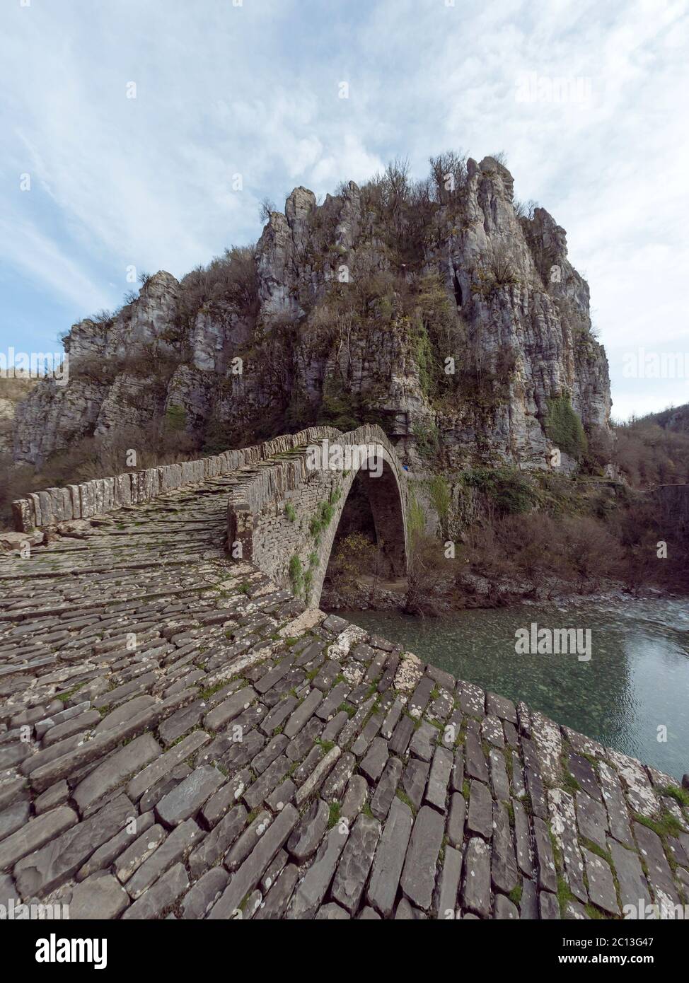 Old stone arched bridge named kokkori on Vikos canyon, Zagorochoria ...